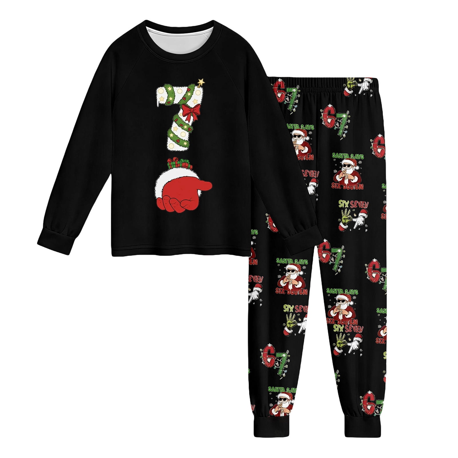Tiweut Girls Boys Christmas Outfits Kids 67 Meme Cute 2 Piece Set Long ...