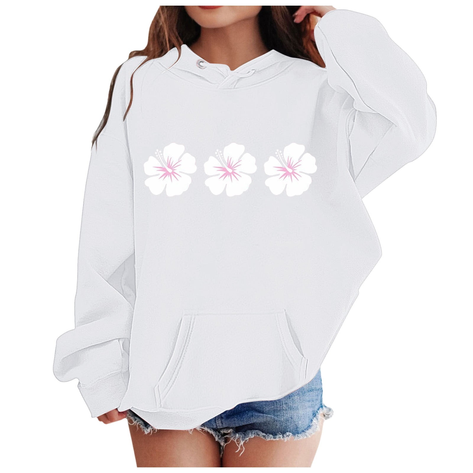 Tiweut Girls' Hoodies Long Sleeve Soft Sweatshirts Floral Graphic Kids ...