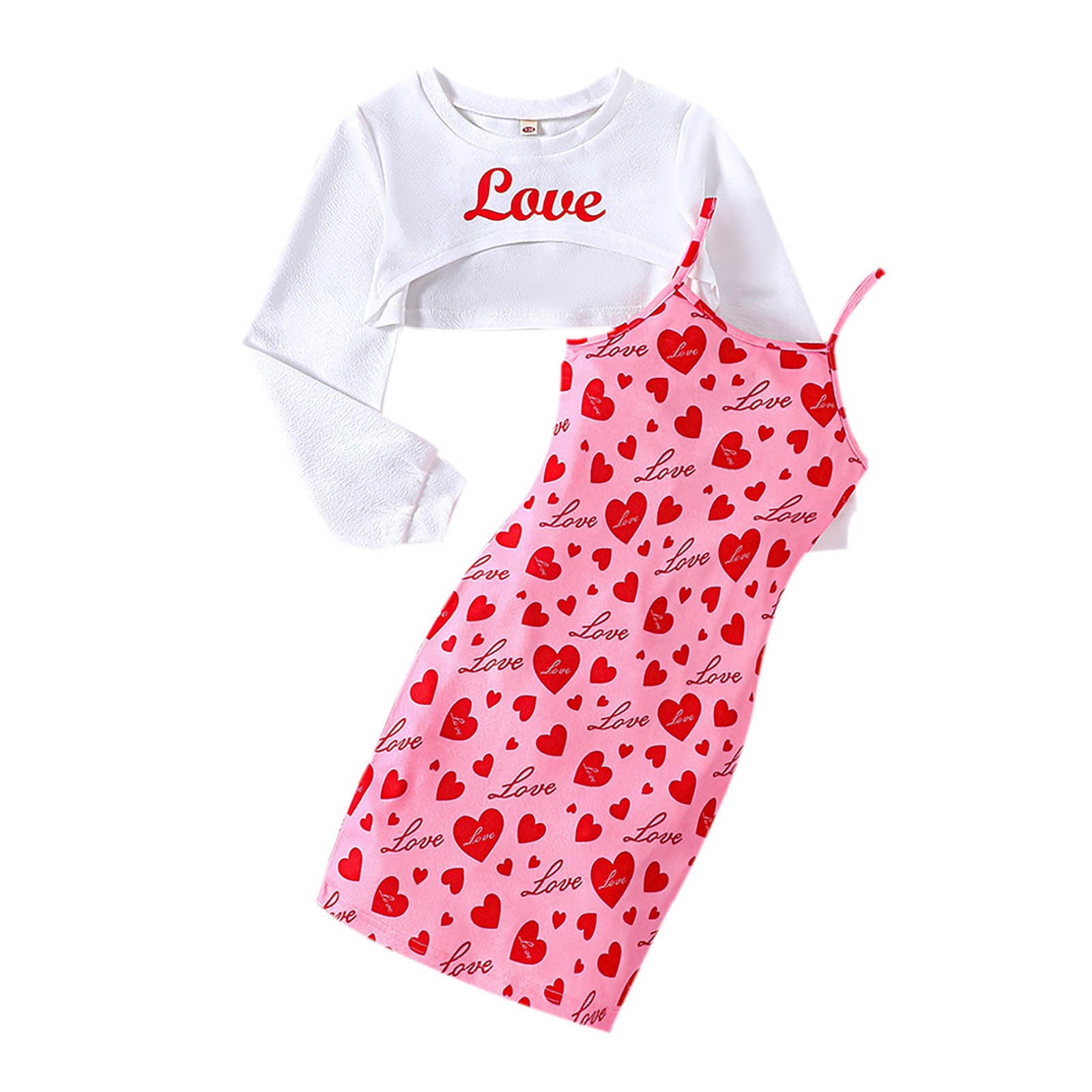 Tiweut Kid Leisure Outfits Slip Dress Set Cropped Top Valentine's Day ...