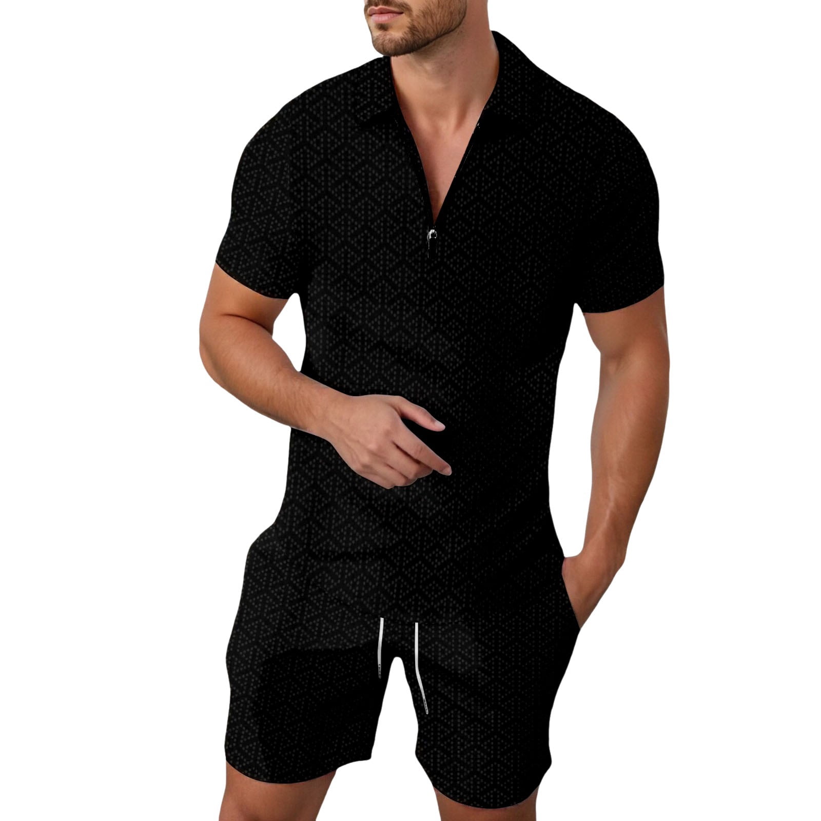 Tiweut Mens Casual Outfit Sets Male Two Piece Loose Fit Clothing Zipper ...