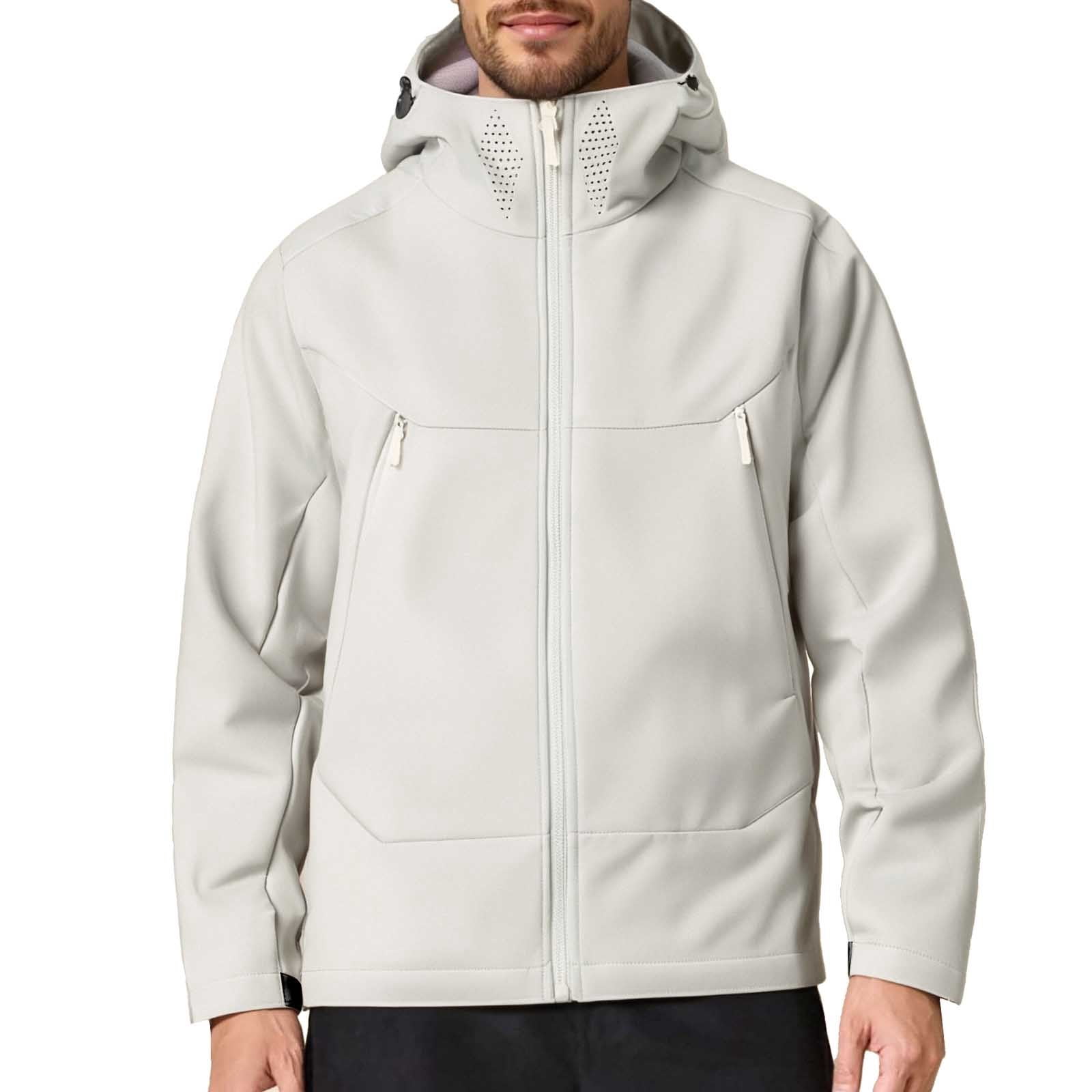 Tiweut Mens Jackets Mens Lightweight Softshell Hooded Long Sleeve ...