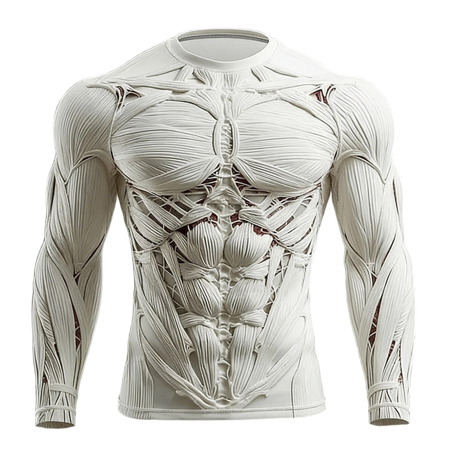 Tiweut Mens Muscle Compression T Shirt Long Sleeve Rib Cage 3D Print ...
