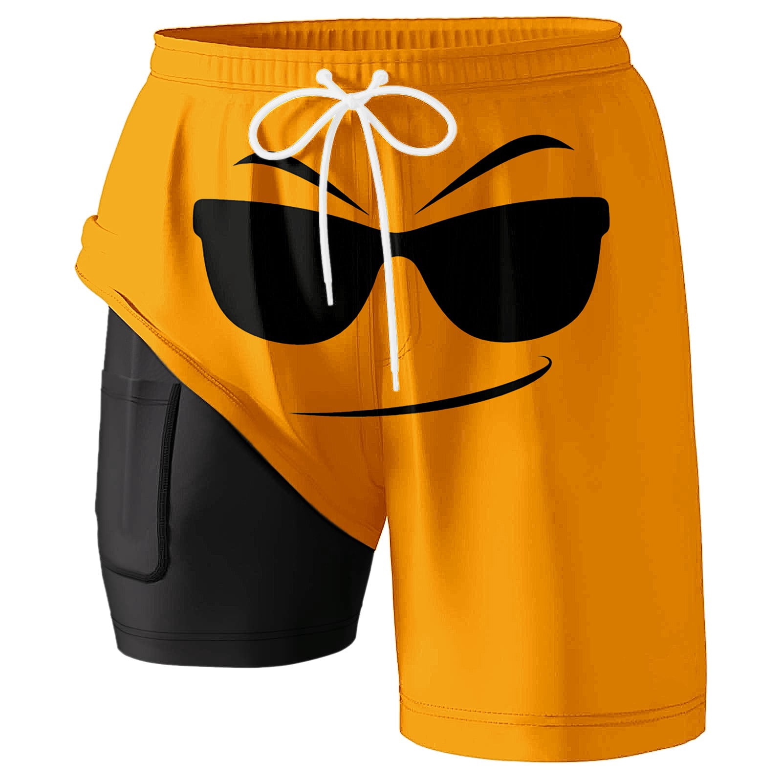 Tiweut Mens Swim Trunks Board Shorts Funny Cartoon Face Print Swimming ...