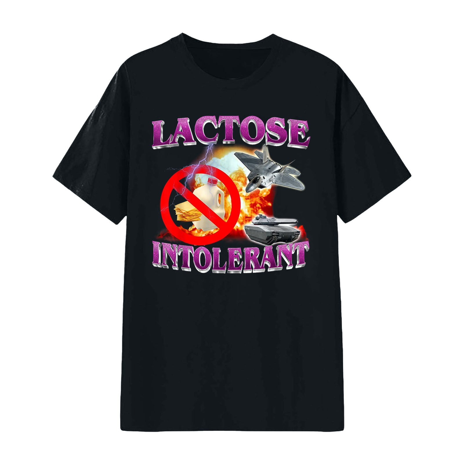 Tiweut Women Casual T Shirt Funny Lactose Humor Meme Tolerant Explosion ...