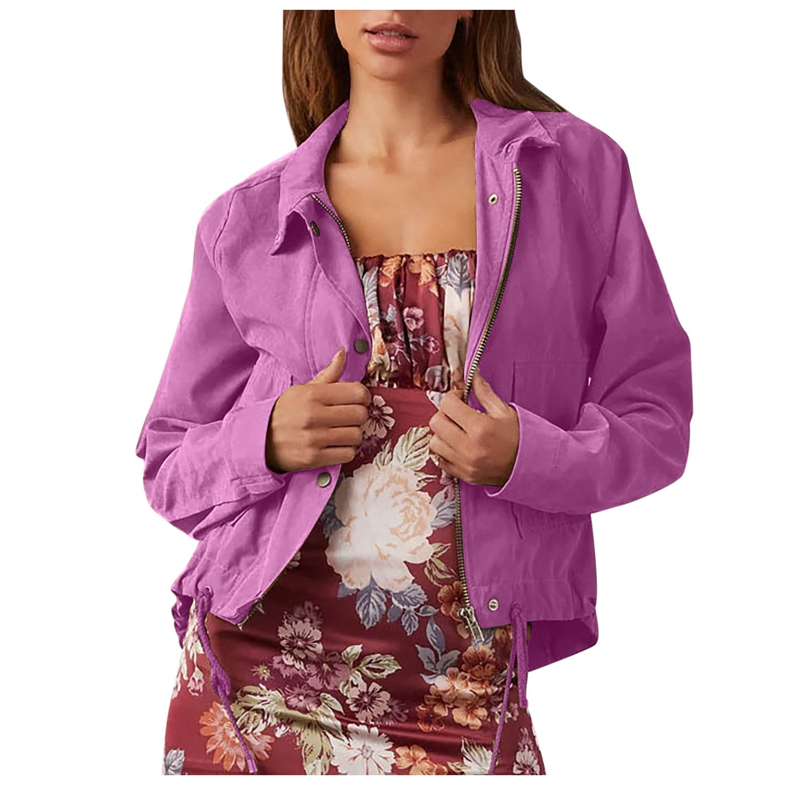 Tiweut Women's Leisure Jackets Fall Velvet Motorcycle Style Button Long ...
