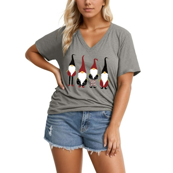 Tiweut Women's Plus Size Shirts 2026 Funny Xmas Holiday Tops Short ...