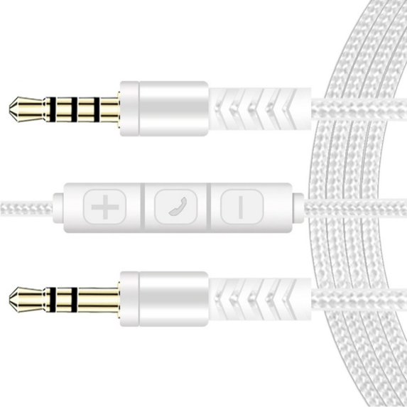 Tizuqe 1.2m 3.5mm Speaker Line with Integrated Microphone Voice Control ...