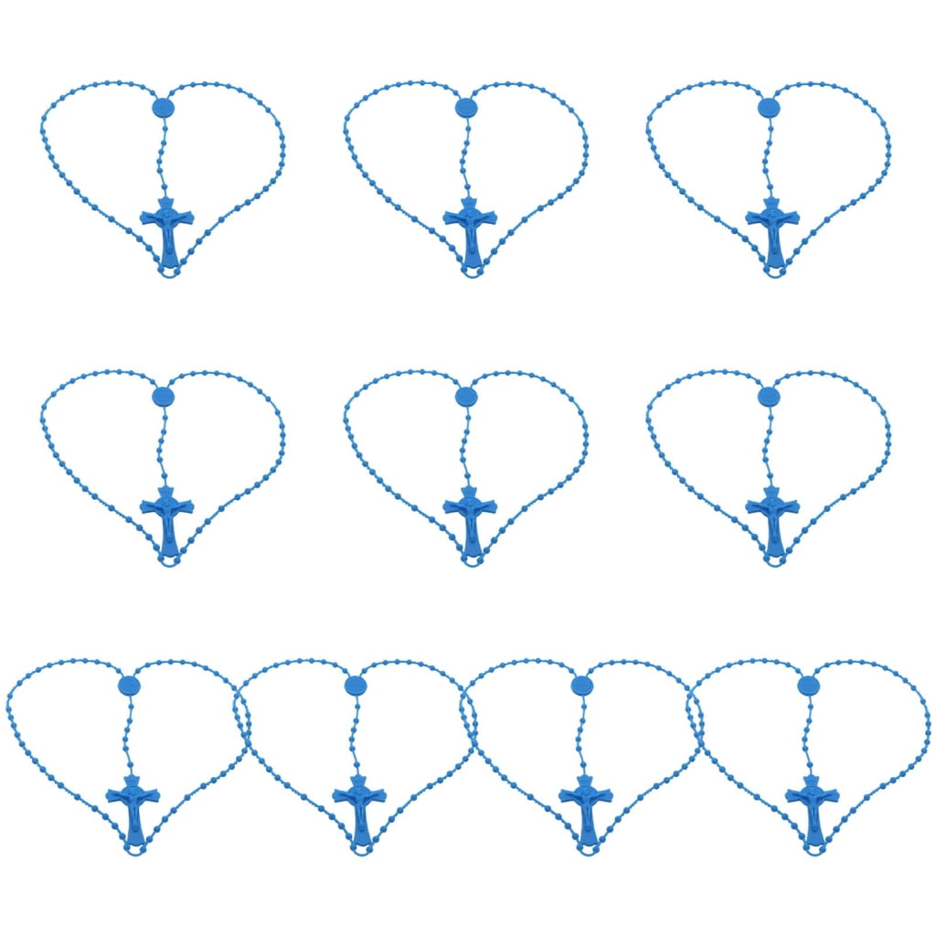 Tizuqe 10Pcs Plastic Rosary Beads Necklaces Religious Rosary Crosses ...