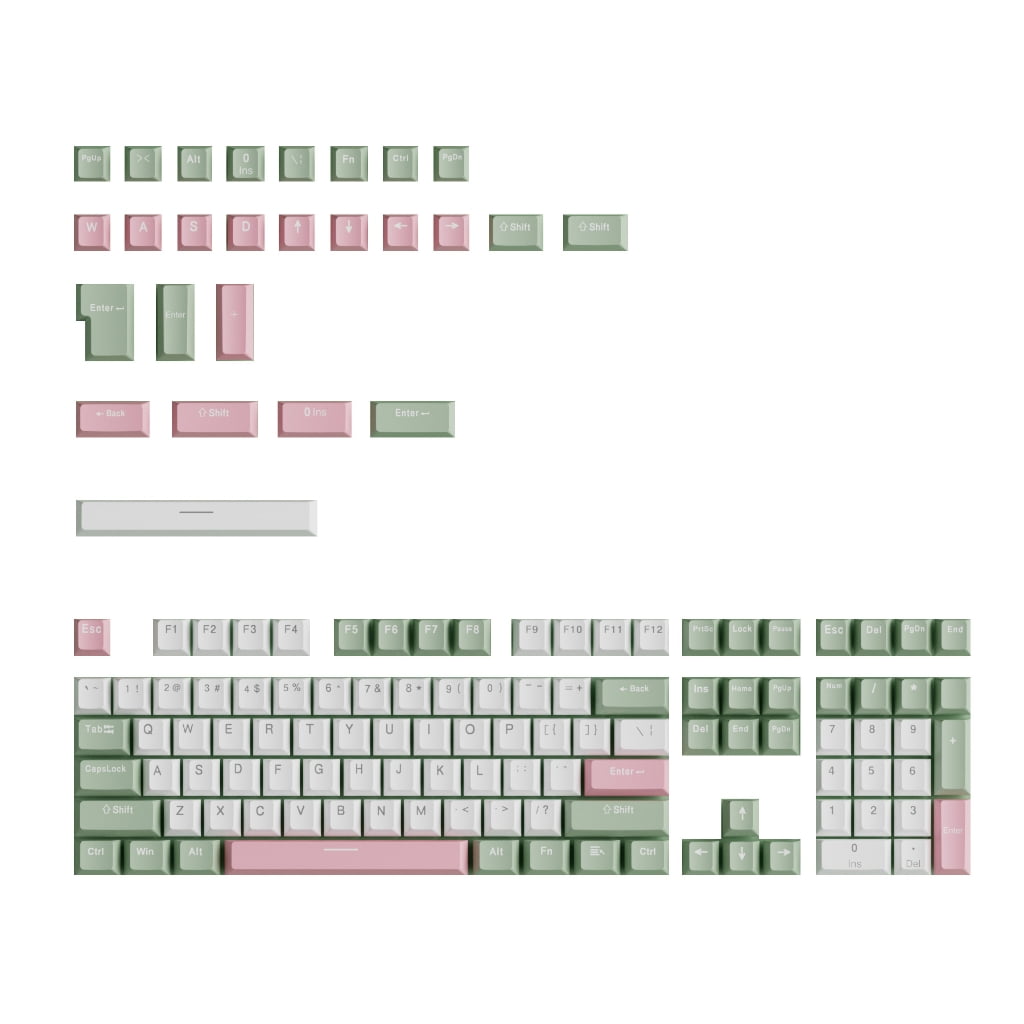 Tizuqe 134PCS OEM Height Two Color Green and White Keycaps for ...