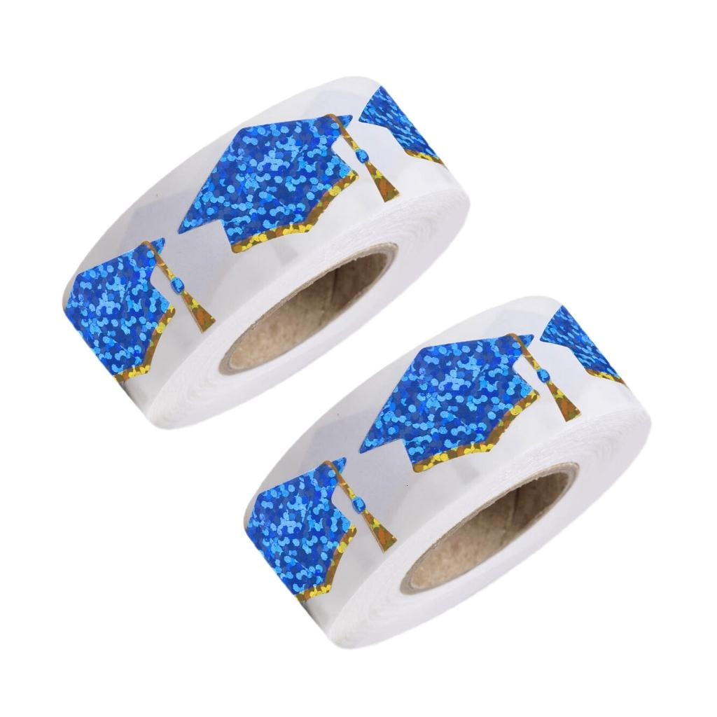 Tizuqe 2 Rolls Glittering Graduation Caps Sticker Adhesive Paper Decal ...