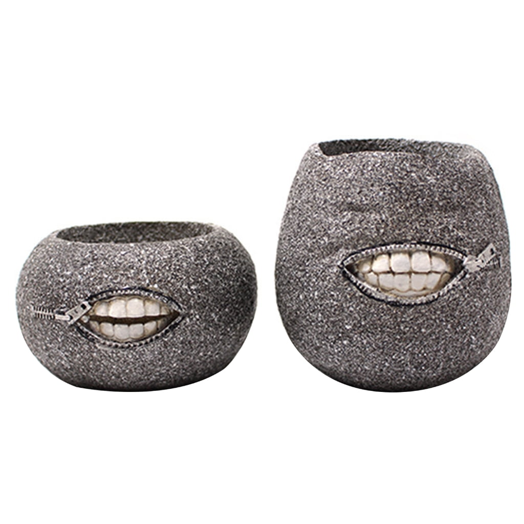 Tizuqe 2Pcs Charmings Zipper Teeth Pot for Outdoor Garden Resin Zipper ...