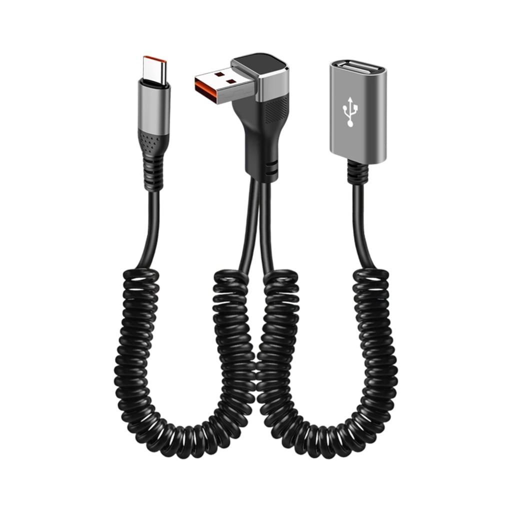 Tizuqe Angled Tip USB Spring Coil Power Cord Wire 2 in 1 Design for ...