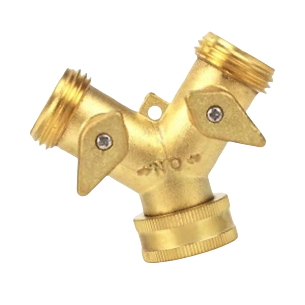 Tizuqe Brass 2 Way Garden Hose Y Adapter Splitter with Easy Turn Valves ...