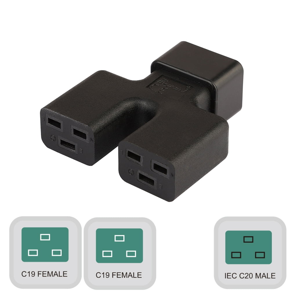 Tizuqe C20 to Dual C19 Power Adapter Male to 13A Female Y Split Power ...