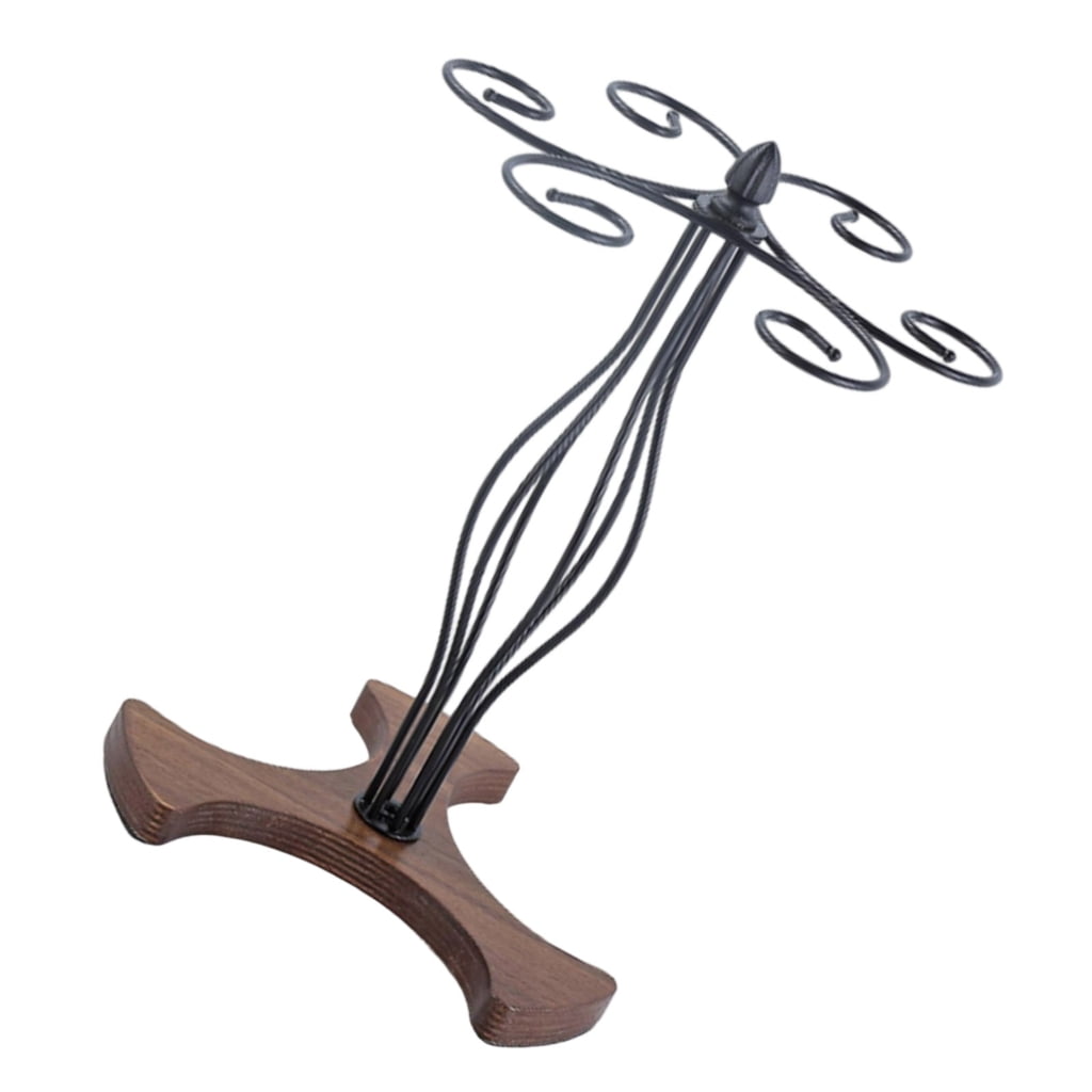Tizuqe Freestanding Upside Down Wine Glass Shelf 6 Hooks Goblet Hanger ...