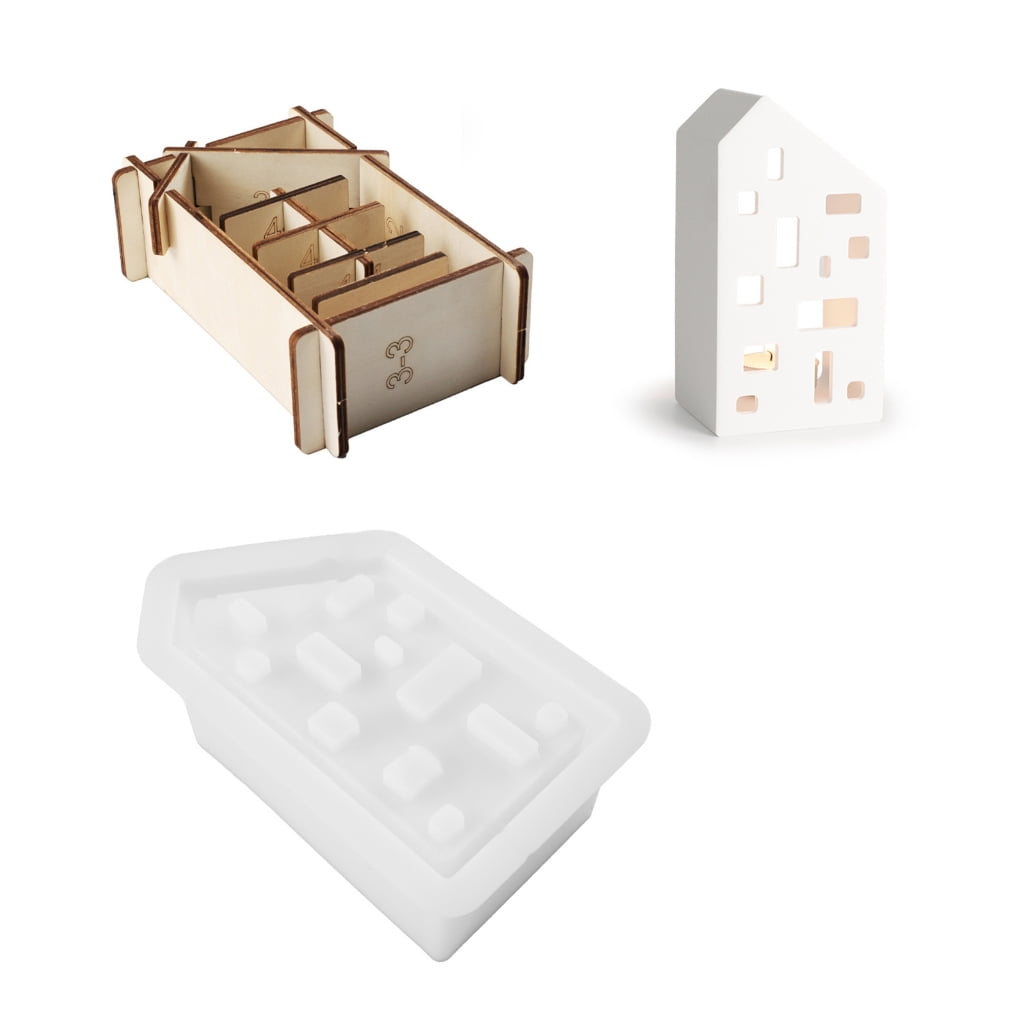 Tizuqe Hollow Church Candle Stand Molds Hollow House Candlestick Molds ...