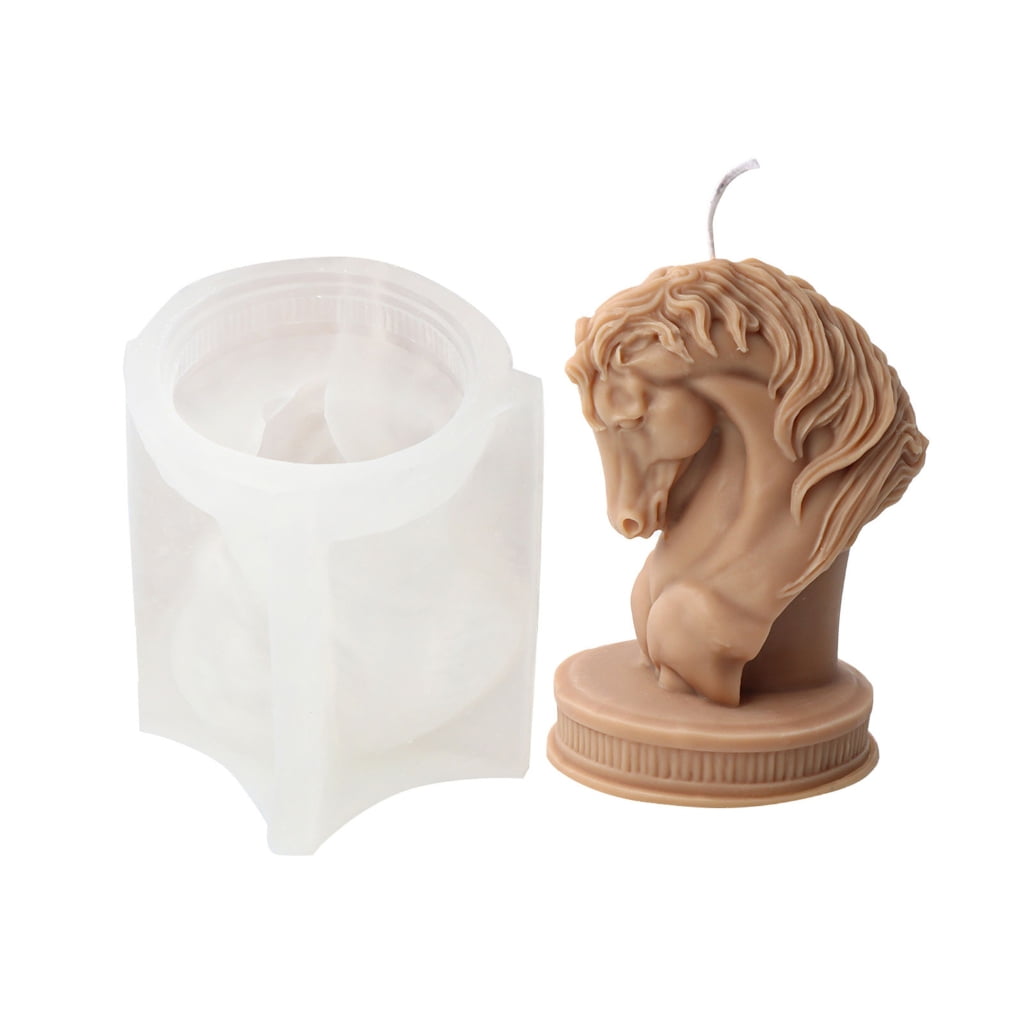 Tizuqe Horse Head Statue Silicone Candle Mold Bust Riding Sculpture DIY ...