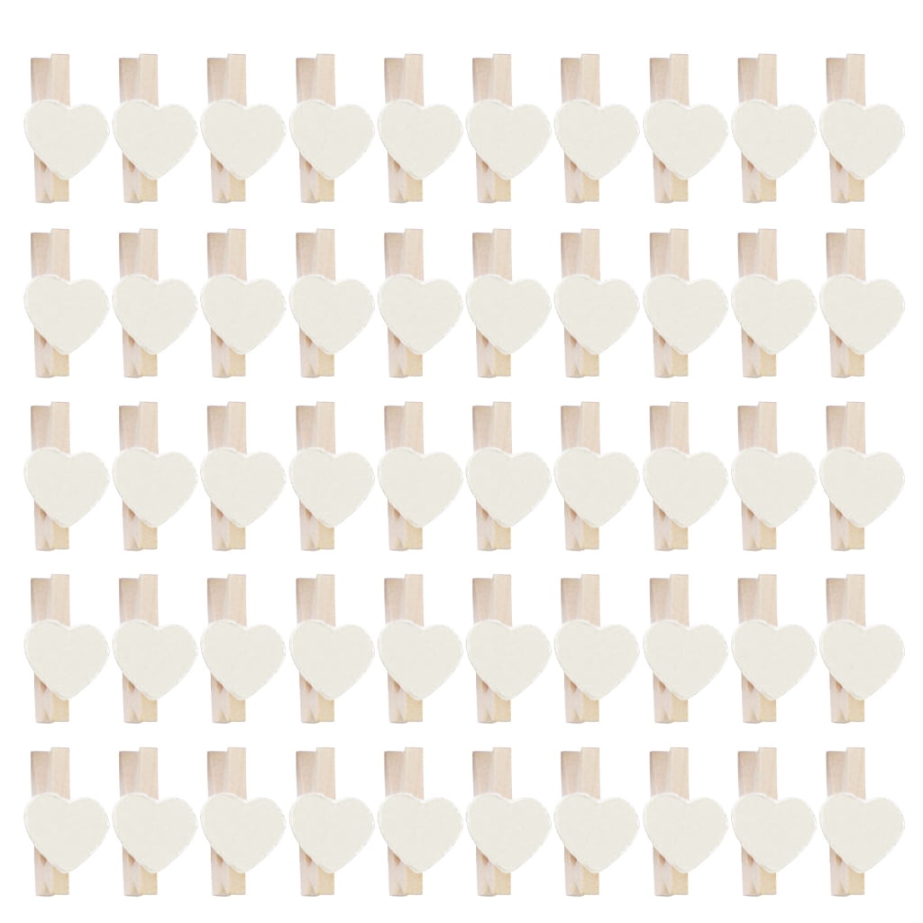 Tizuqe New 50Pcs/Set Wooden Clips Love Heart Pegs Clothespin DIY Cute ...
