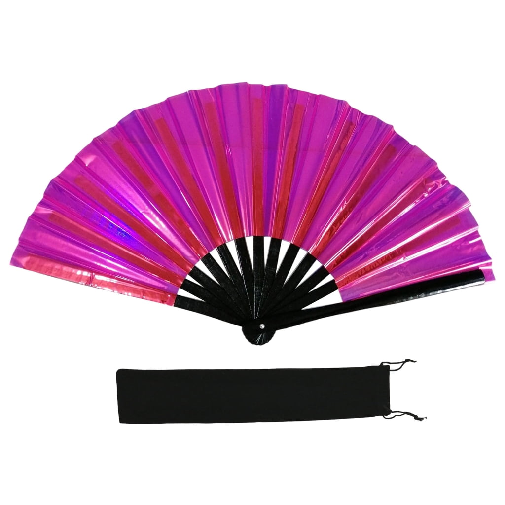 Tizuqe PVC Reflective Colorful Hand Fan Dancing Foldable Clap Fan for ...