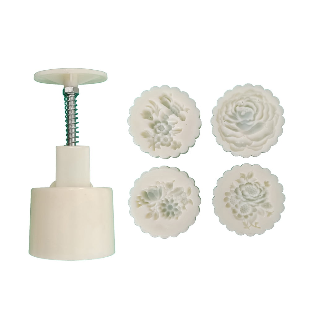 Tizuqe Plastic Mooncake Mold 100g Flower Stamp Biscuit Cookie Cutter ...