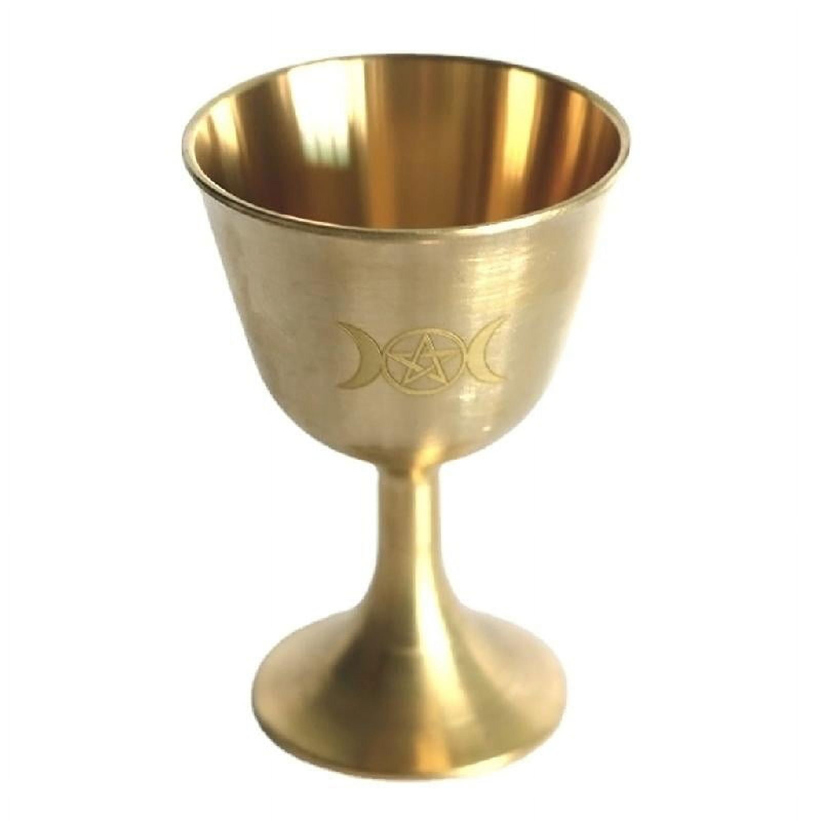 Tizuqe Ritual Cup Altar Goblet Wicca Gold Plating Brass Ceremony Moon ...
