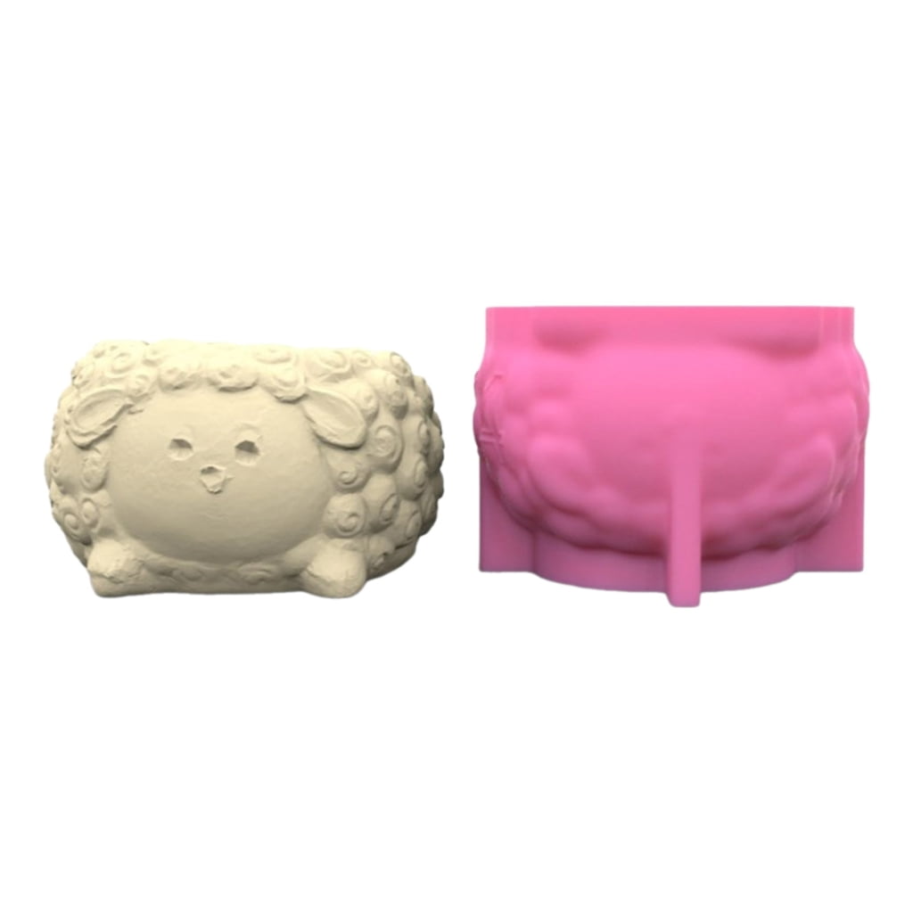 Tizuqe Unique Silicone Mould 3D Flower Pots Molds Cute Sheep Shaped Pen ...