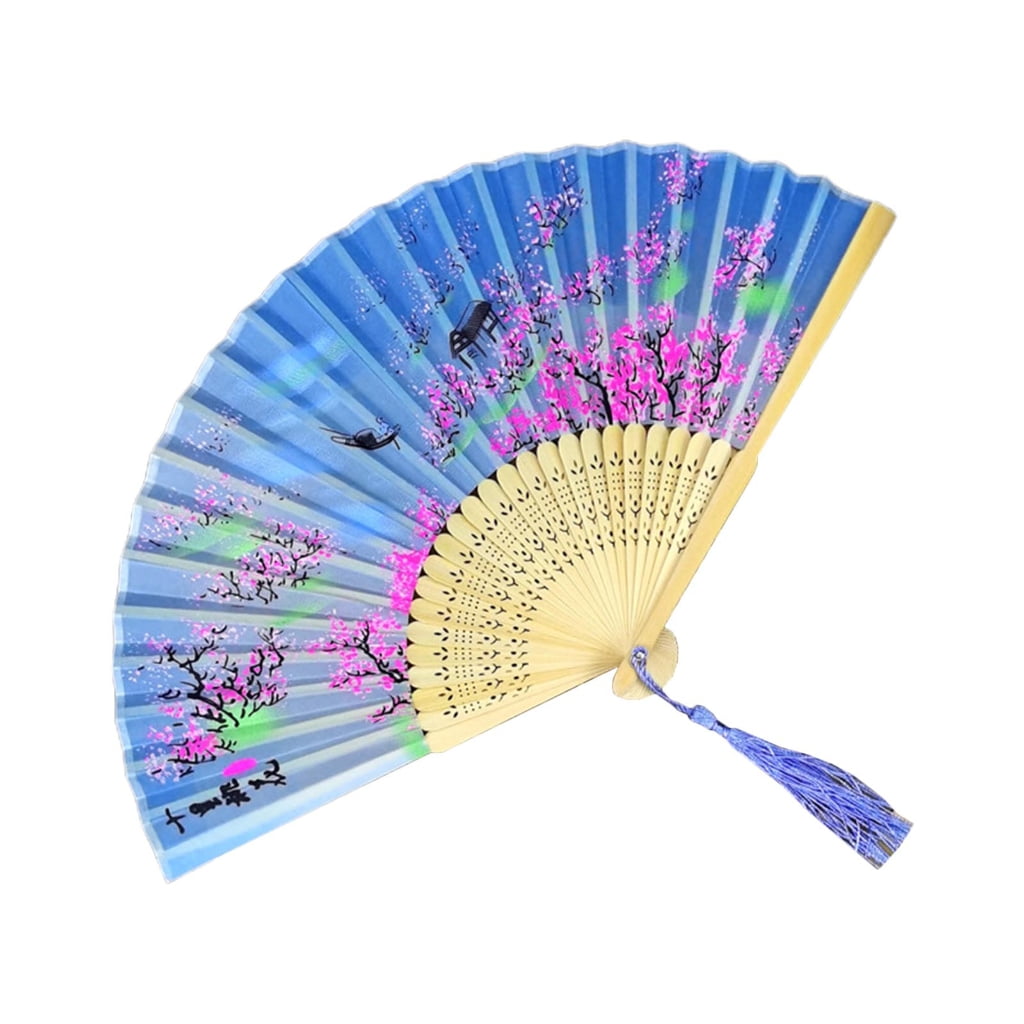 Tizuqe Vintage Handheld Fan Chinese Silk Fan with Bamboo Frame and ...