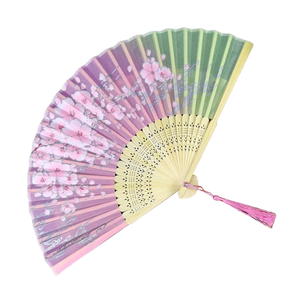 Tizuqe Vintage Handheld Fan Chinese Silk Fan with Bamboo Frame and ...