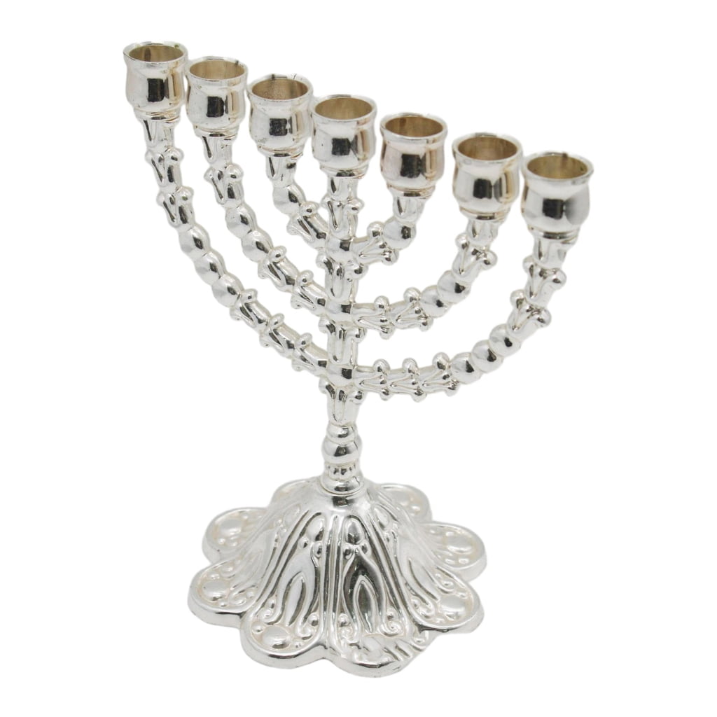 Tizuqe Vintage Menorah 7 Branch Flower Base Metal Candle Holder ...