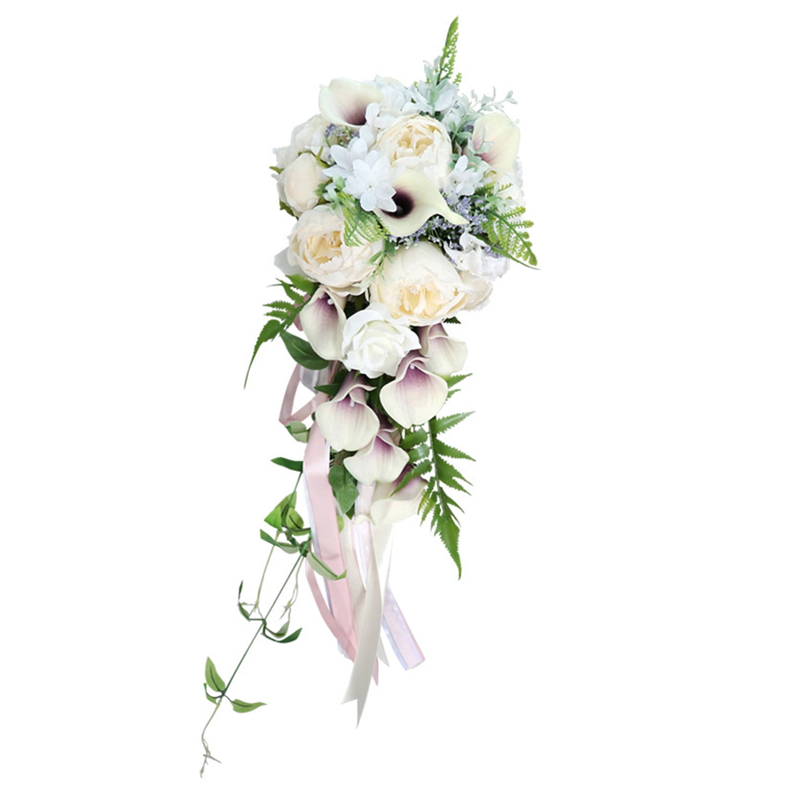 Tizuqe Wedding Bridal Bouquet Artificial Waterfall Callalily Long ...