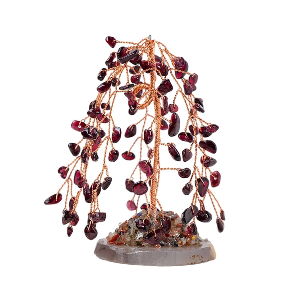 Tizuqe Wicker Crystal Stone Money Tree Bringing Fortune Handmade Mini ...