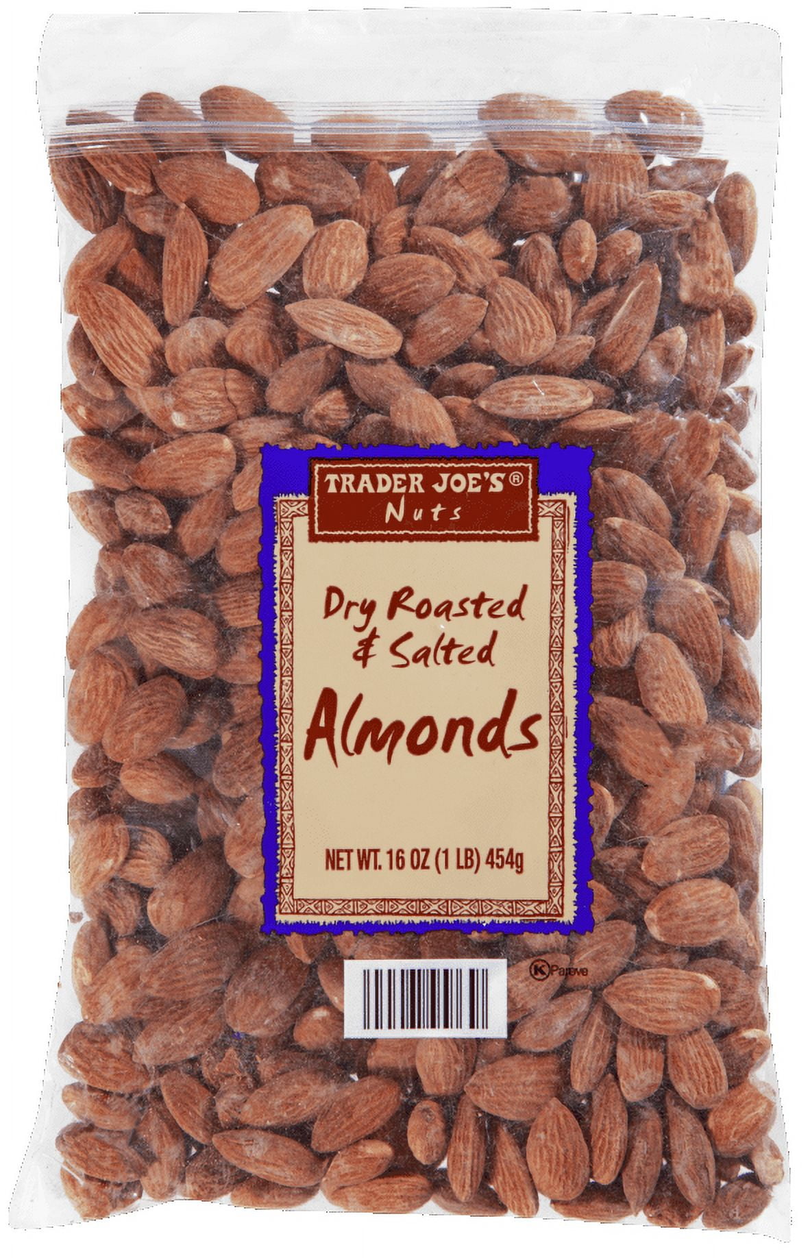 Tjs Dry Roasted & Salted Almonds-1 Lb - Walmart.com