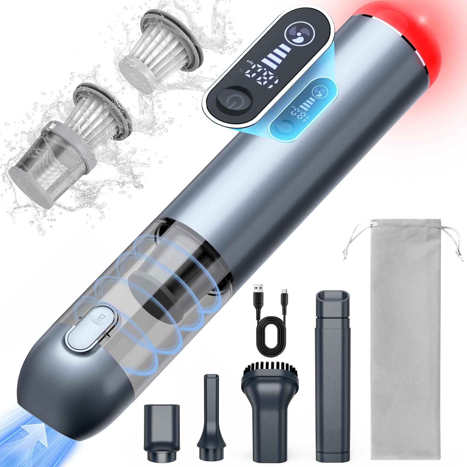 Tkkich Car Vacuum Handheld Cordless Portable 18000PA Powerful Suction ...