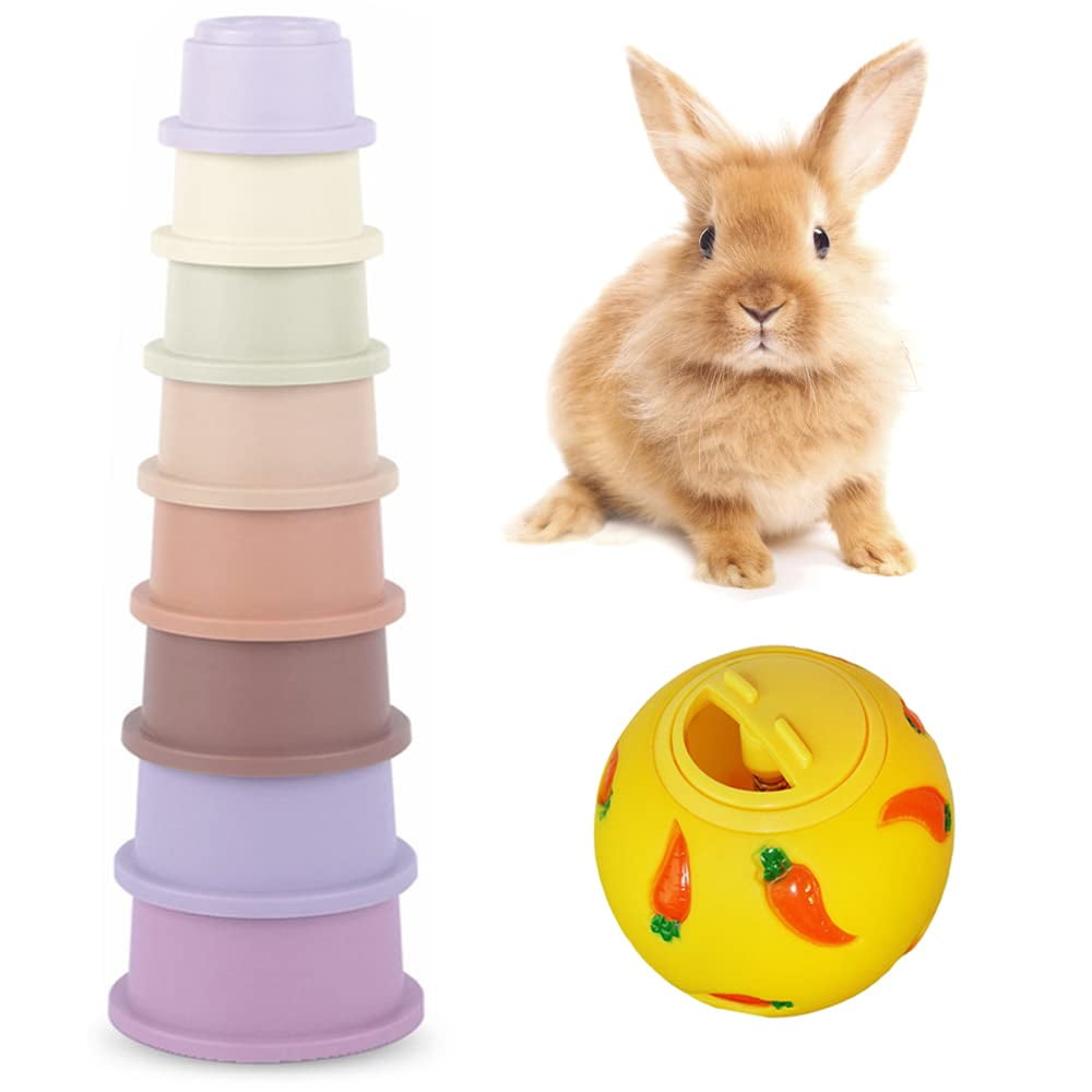 Tkocisa 9 PCS Bunny Stacking Cups, Stacking Cups for Rabbits Stack up Bunny Cups Toys Rabbit ...