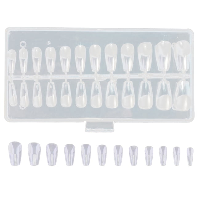 Tkrady 120Pcs Boxed Transparent Nail Full Coverage Pressed On The Nails ...