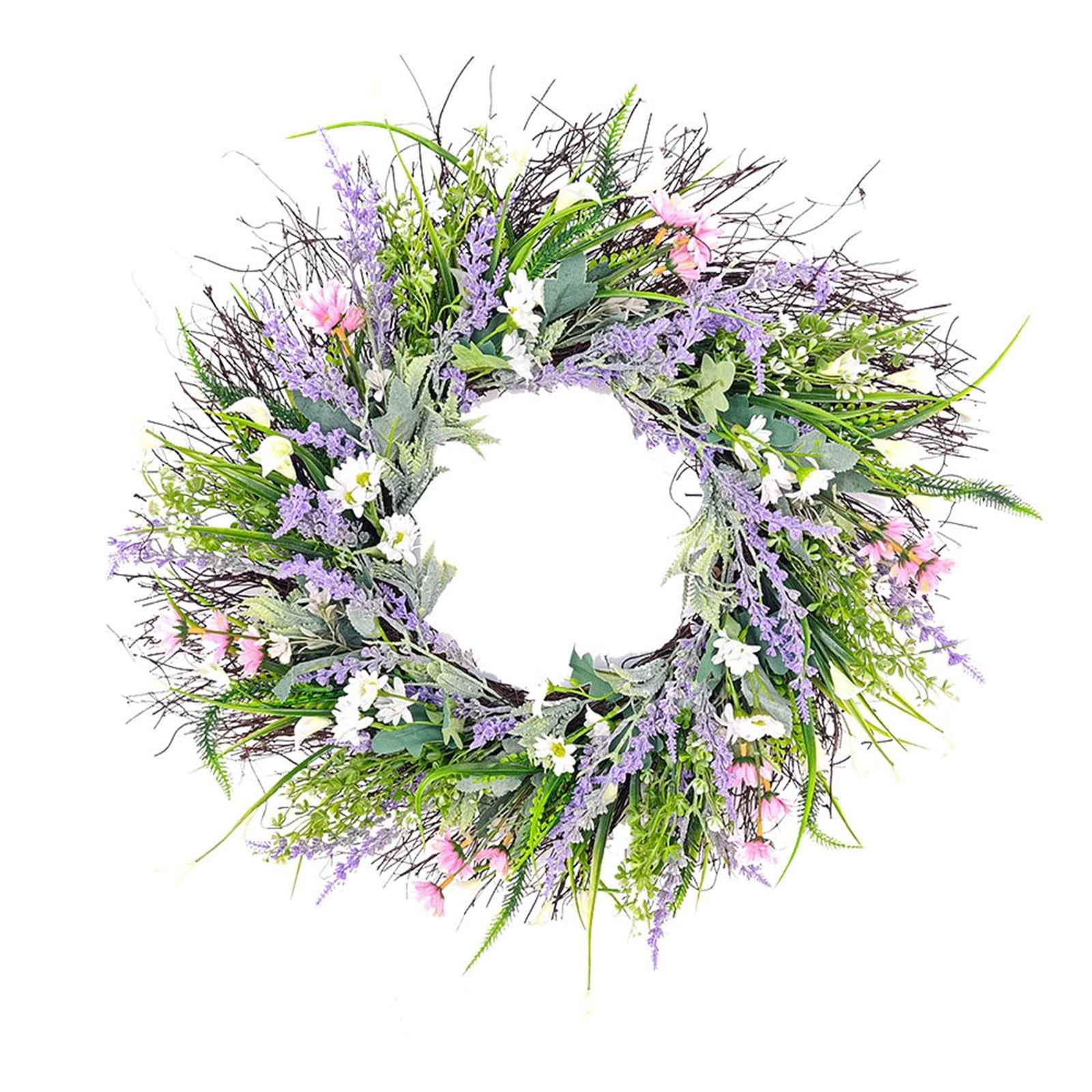 Tkrady 21.65 Inch Spring Summer Colorful Flower Wreath for Front Door ...