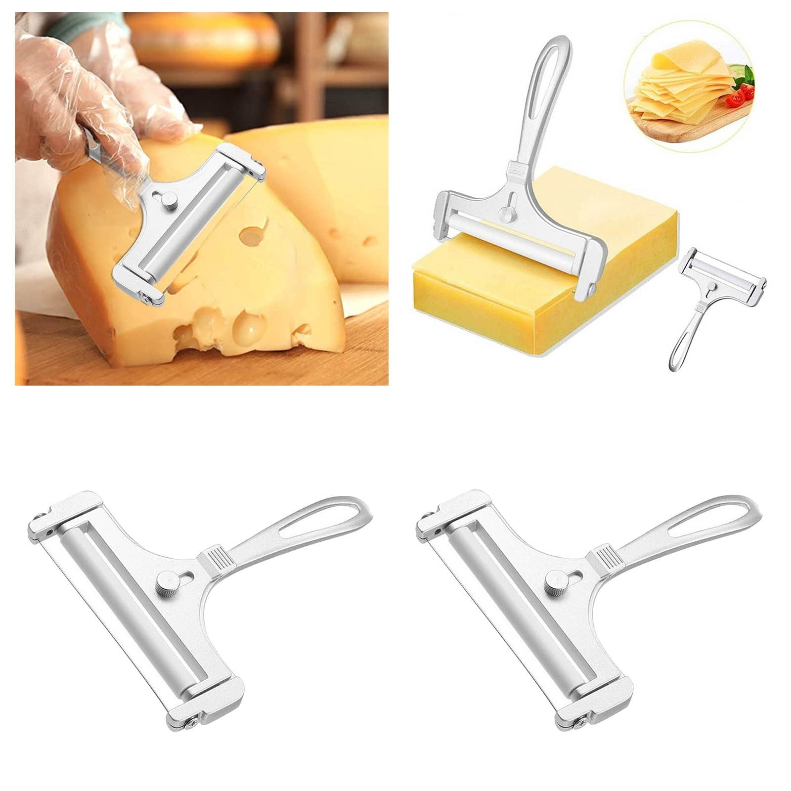Tkrady 2Pcs Cheese Slicer with Wire Adjustable Cheese Slicer Heavy Duty ...