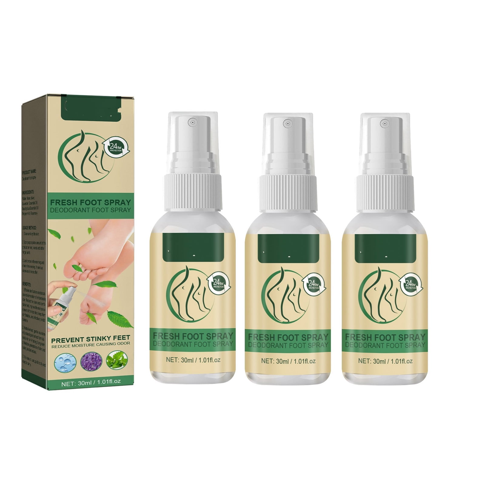 Tkrady 3Pcs Fresh Foot Deodorant Spray, Stinky Feet, Reduce Causing ...