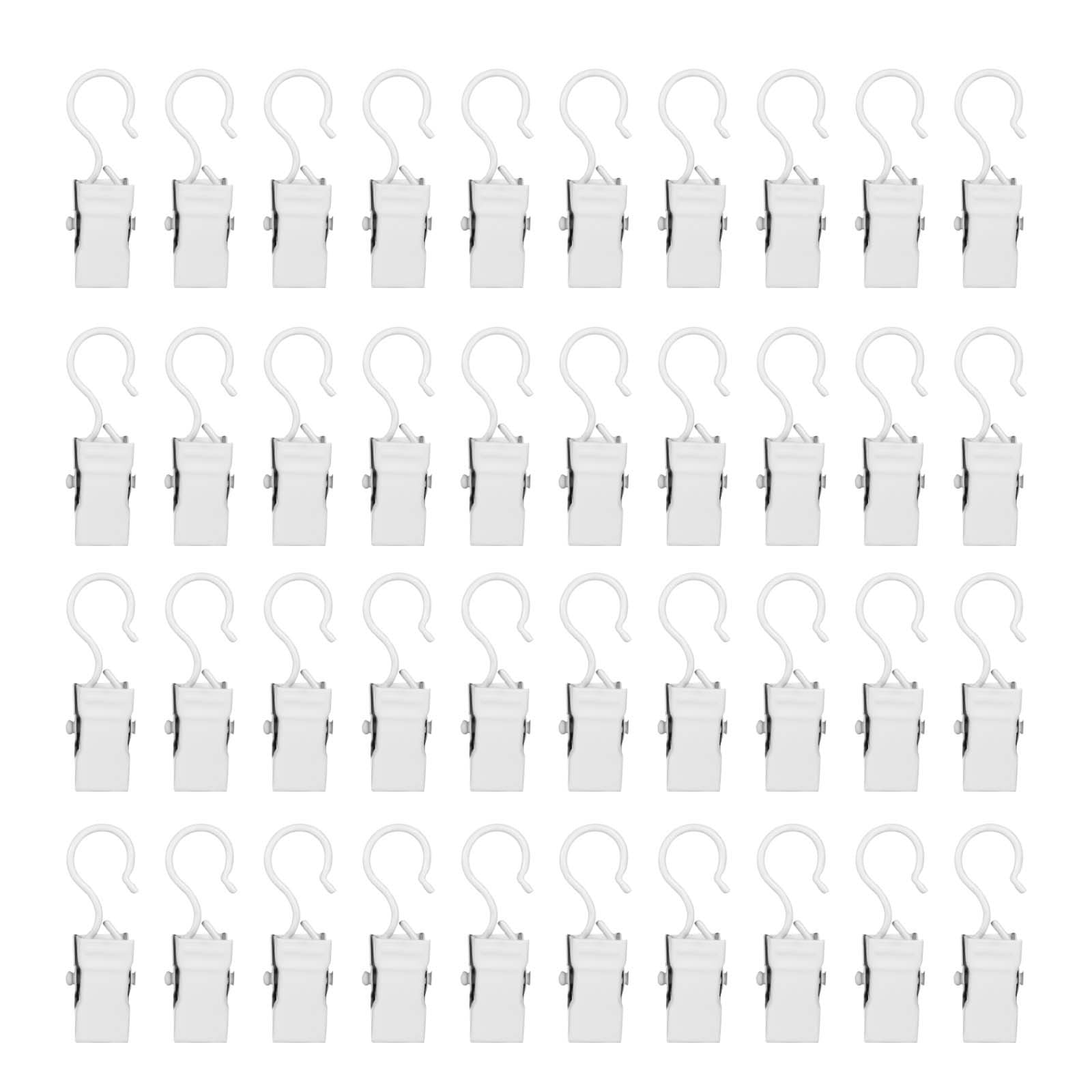 Tkrady 40 Pack White Clip Hook Set Curtain Clips for Curtain Picture ...