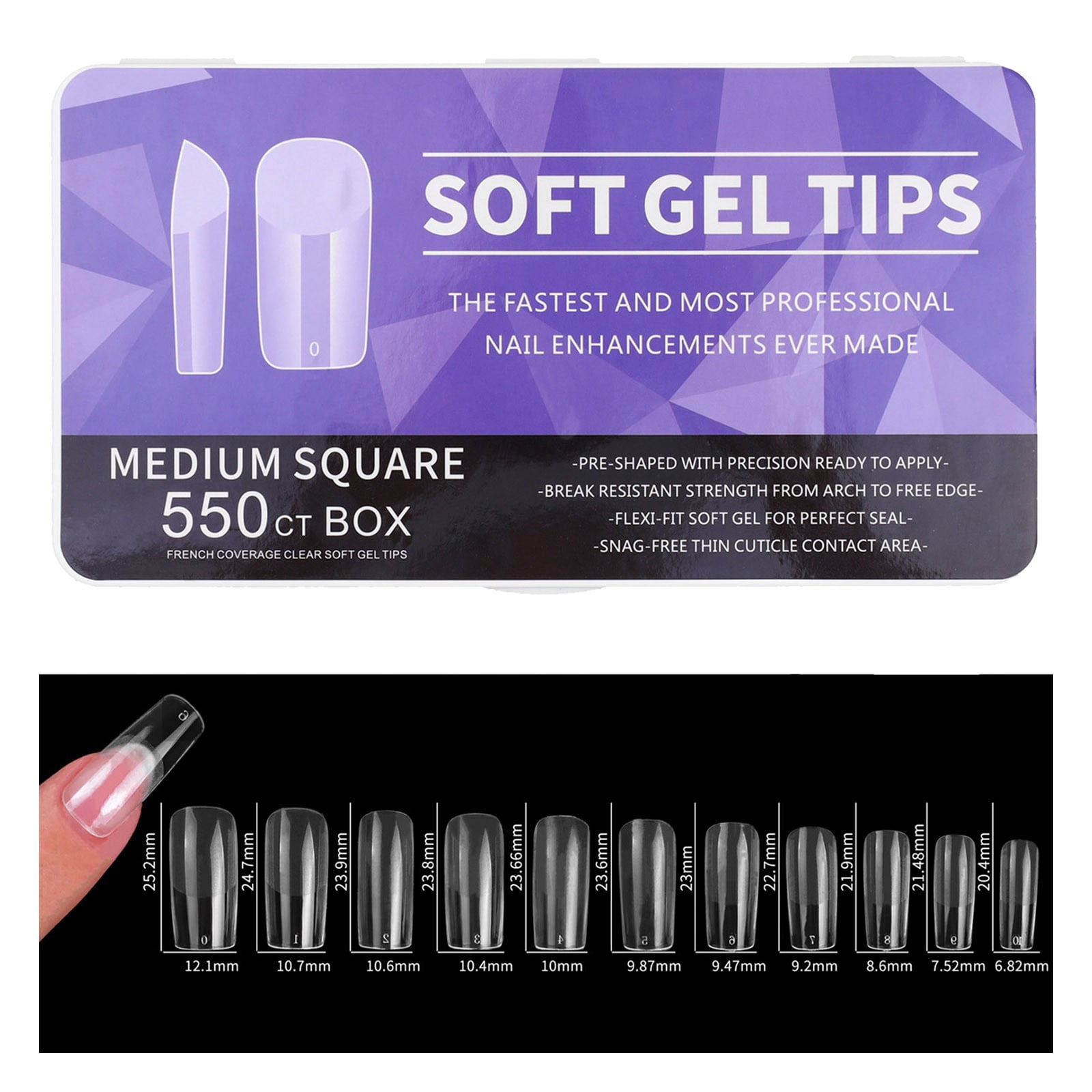 Tkrady 550pcs Medium Square Acrylic Nail Tips Full Cover False Nails ...