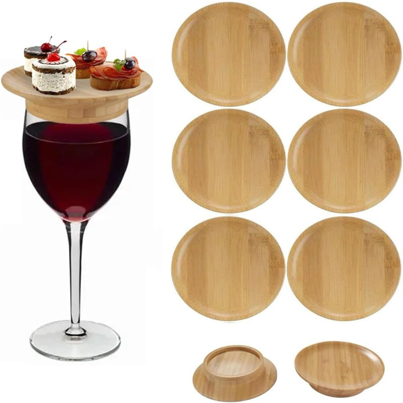 Tkrady 6Pcs Wooden Charcuterie Toppers, Glass Topper Coasters Plate ...
