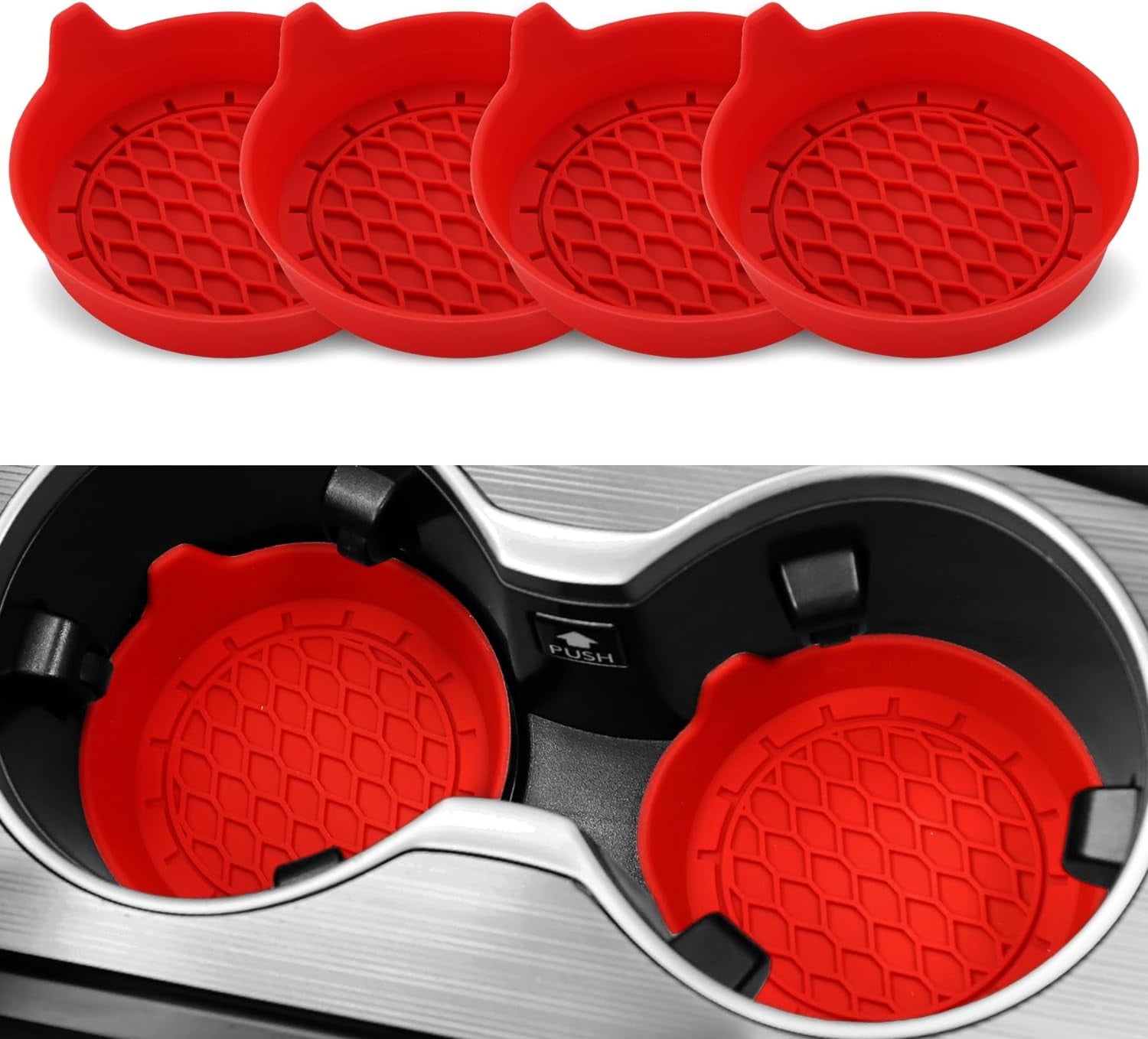 Tkrady Car Coasters for Cup Holders, Silicone Universal Vehicle ...