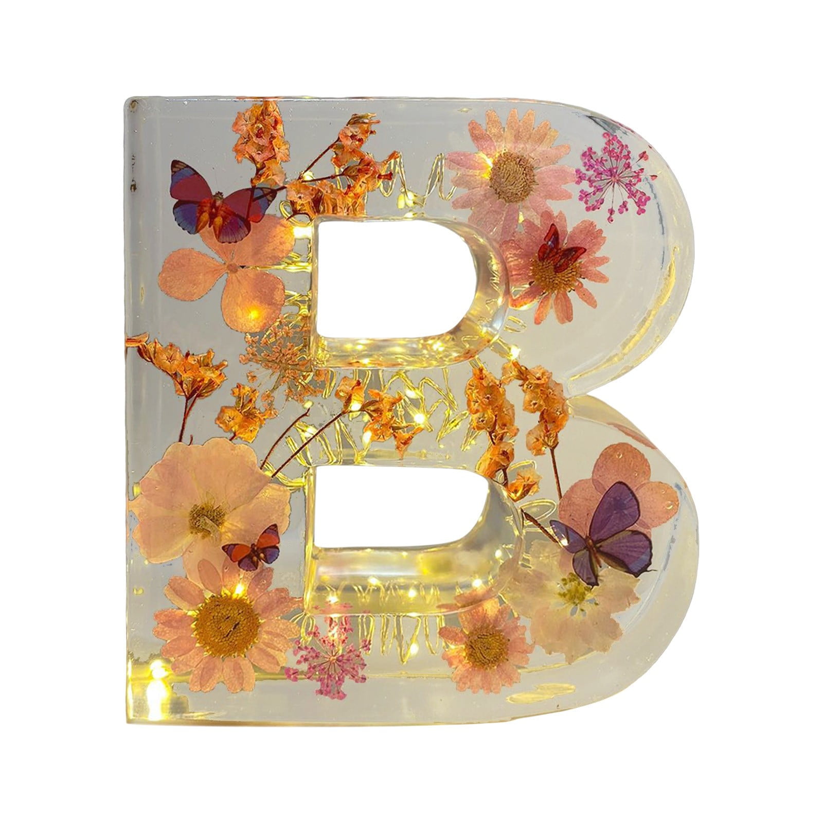 Tkrady Floral Resin Night Light, Floral Resin Letter, Floral Resin ...