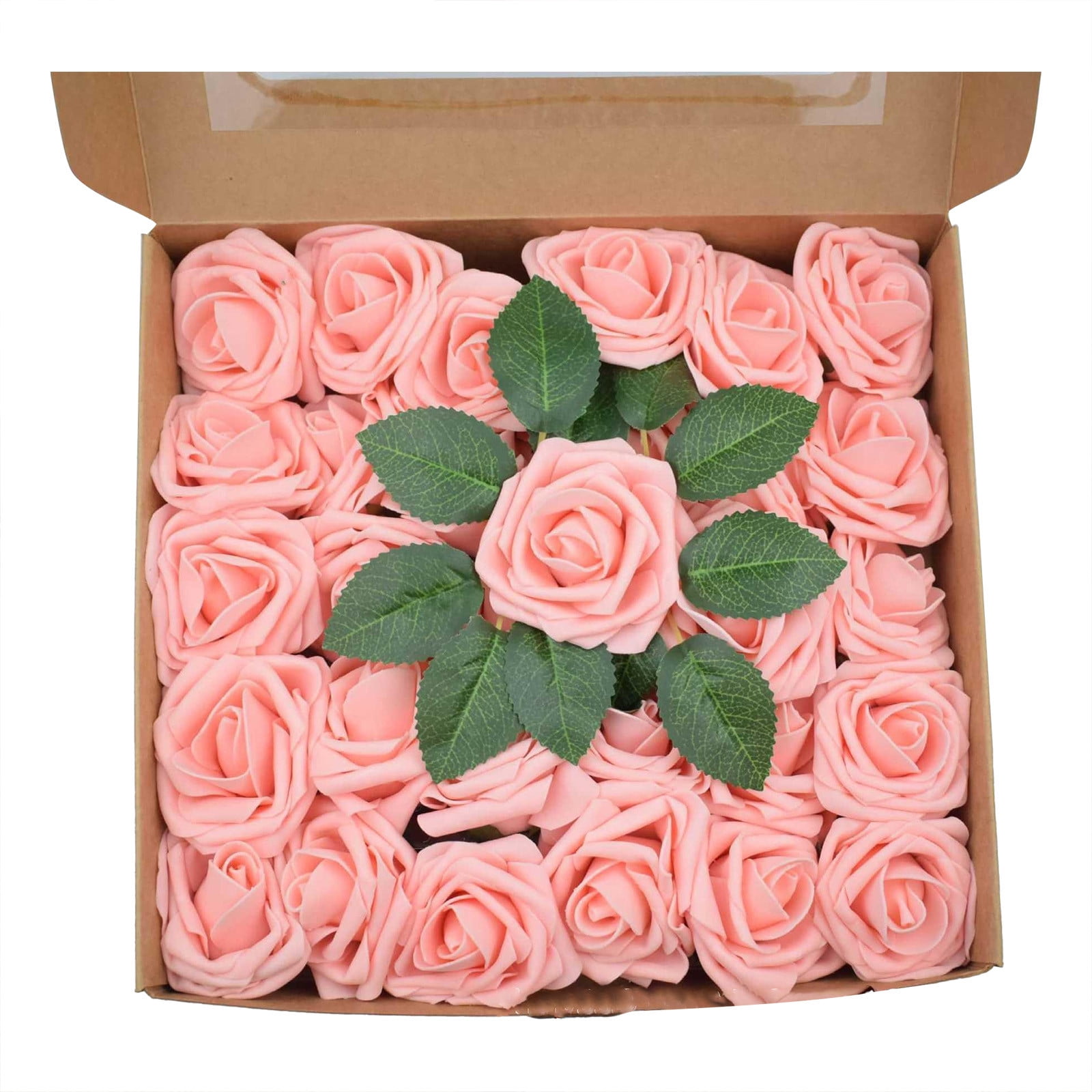 Tkrady Floroom Artificial Flowers 25pcs Real Looking Ivory Foam Roses ...