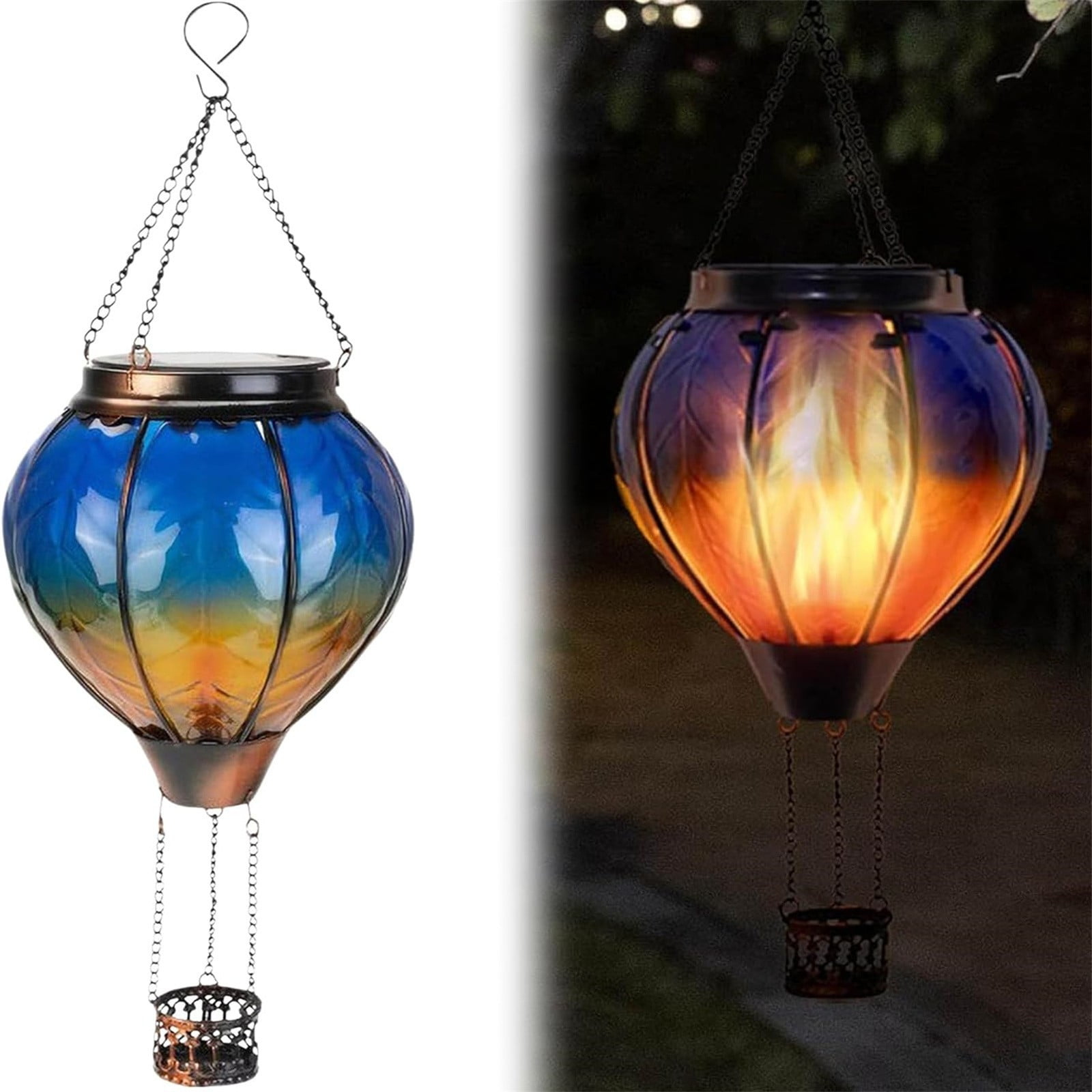Tkrady Hot Air Balloon Solar Light, Outdoor Flame Hanging Solar Light ...