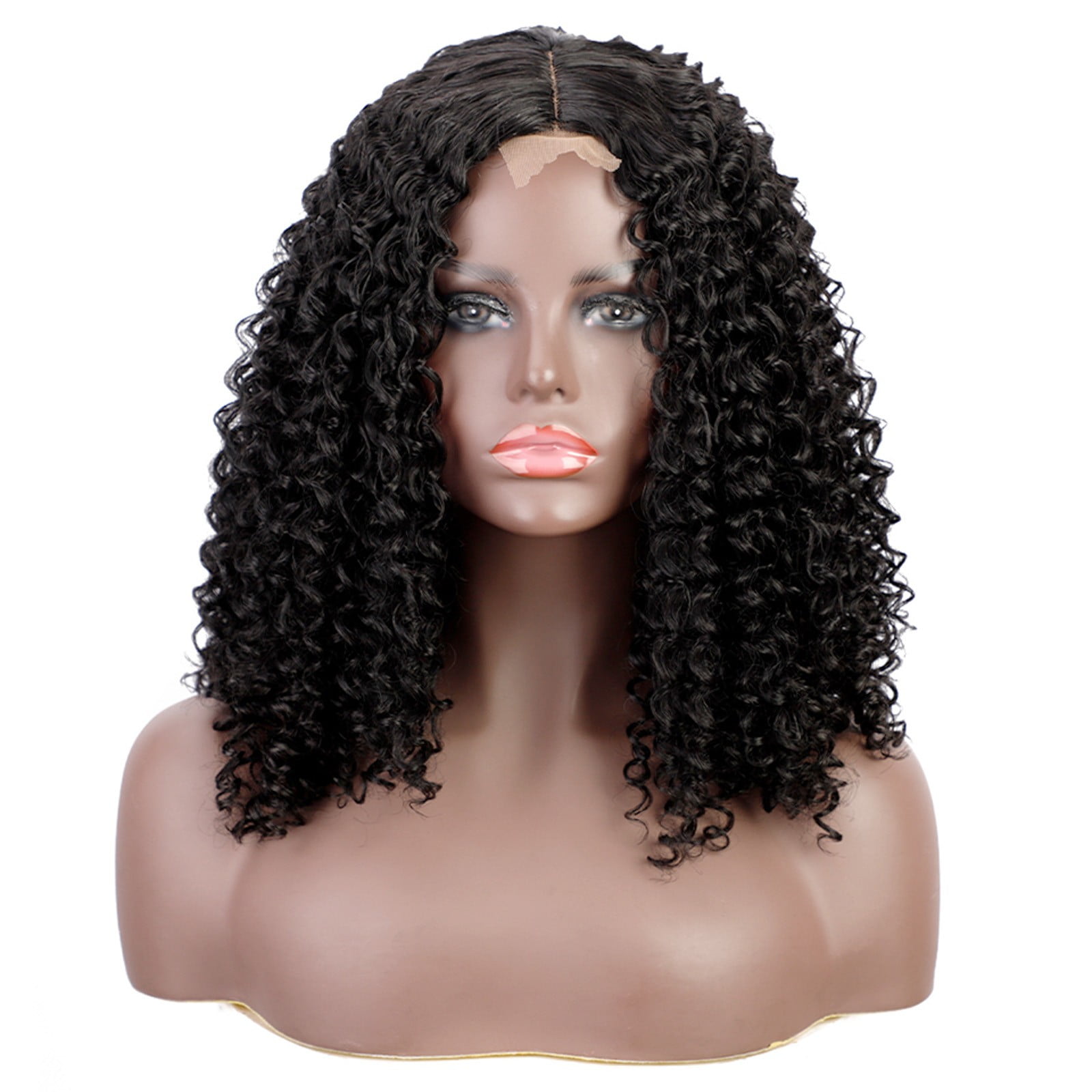 Tkrady Lace Front Wig African Small Volume Puffy Middle Part Wig for ...