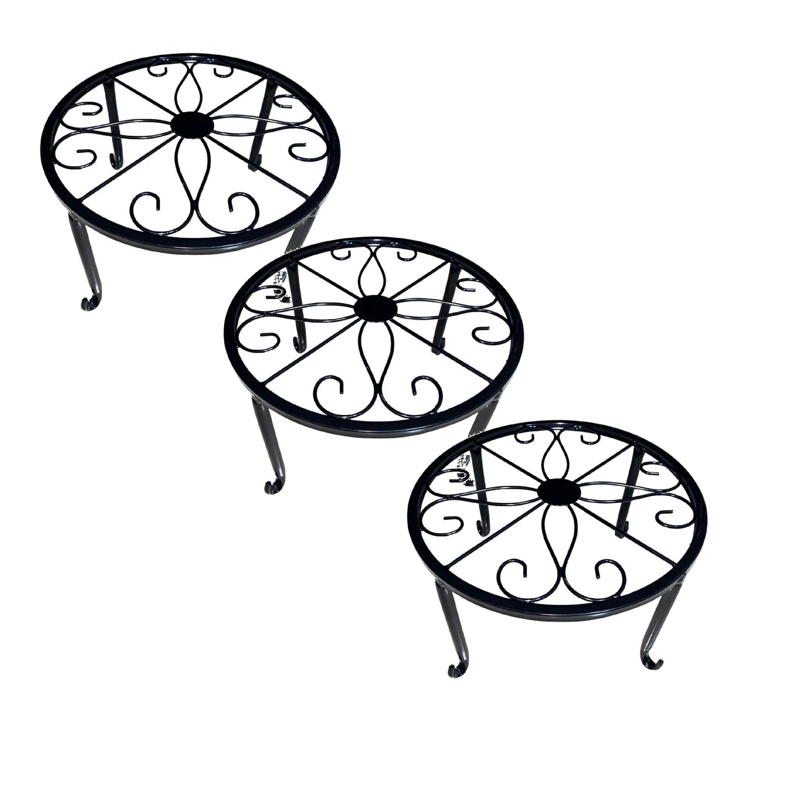 Tkrady Metal Potted Stands, 3 Pack 9" Heavy Duty Rustproof Iron Round ...