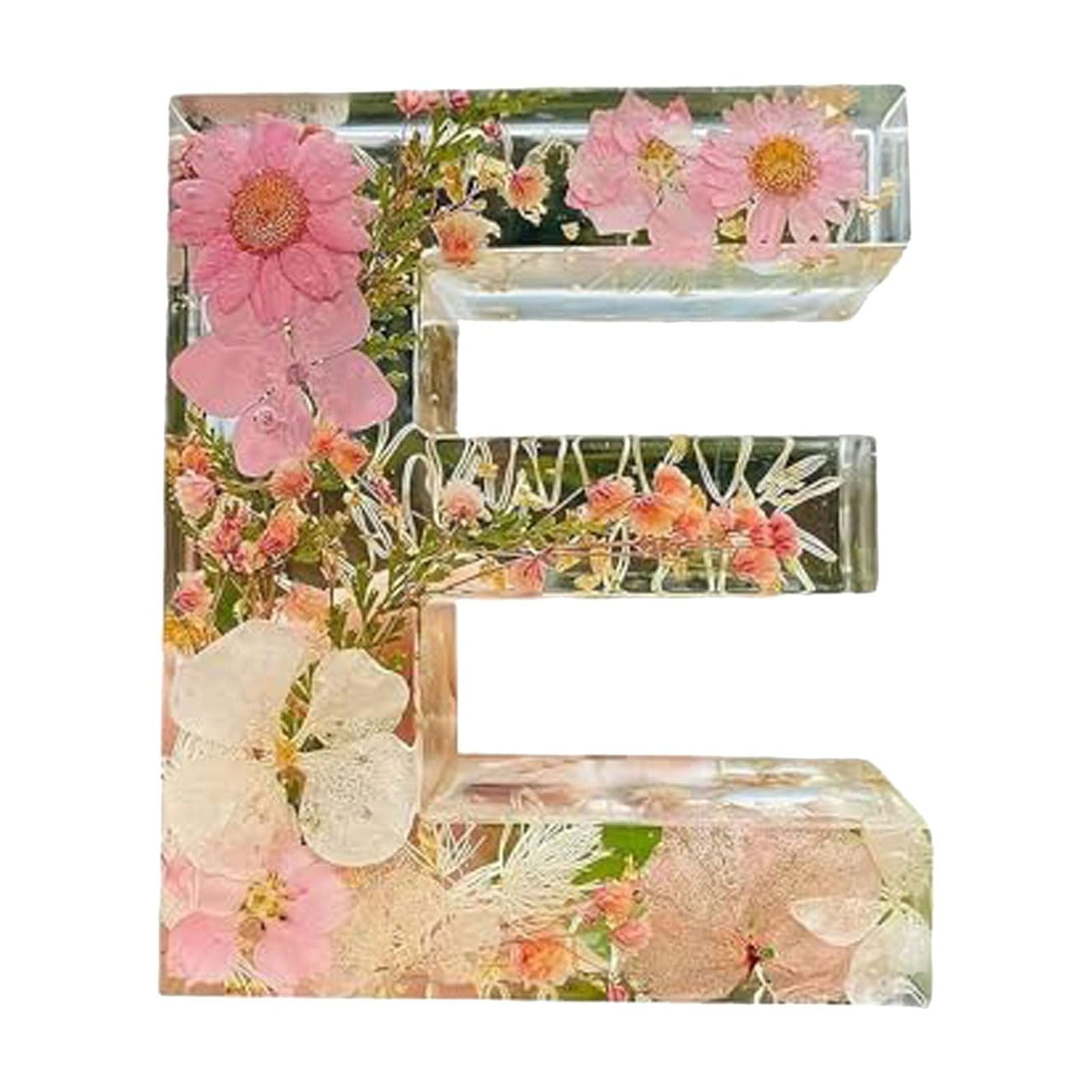 Tkrady Night Lights Dried Flower Letters Night Light Floral Resin Night ...