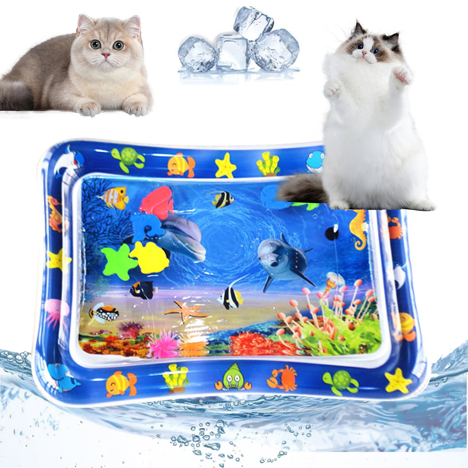 Tkrady Pet Baby Pat Water Pad, Cats With Sensory Water Play Mat ...