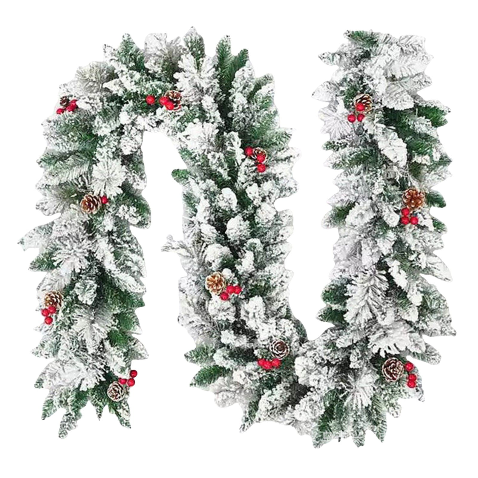 Tkrady Pre-lit 9-Ft LED Berry Flocked Christmas Garland with Battery ...
